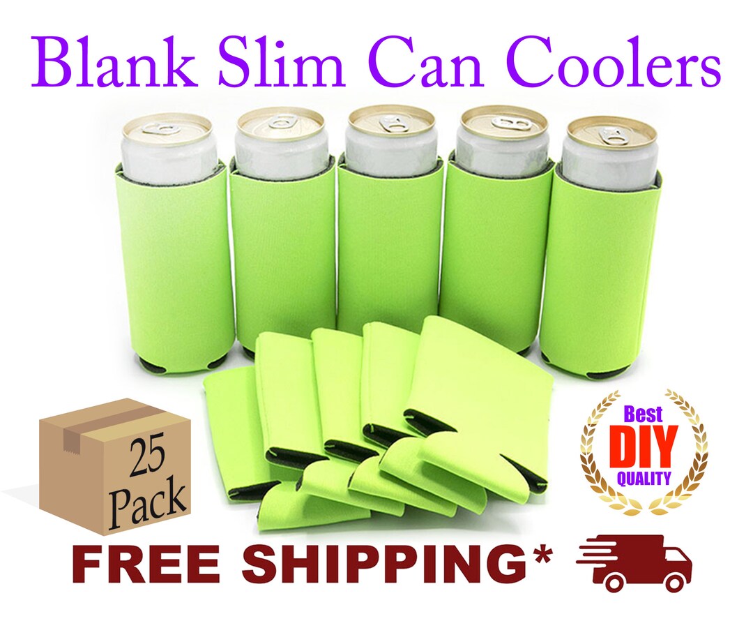 Slim Neon Green Foam 25 Pack Can Cooler, Blank Can Cooler for Screen ...