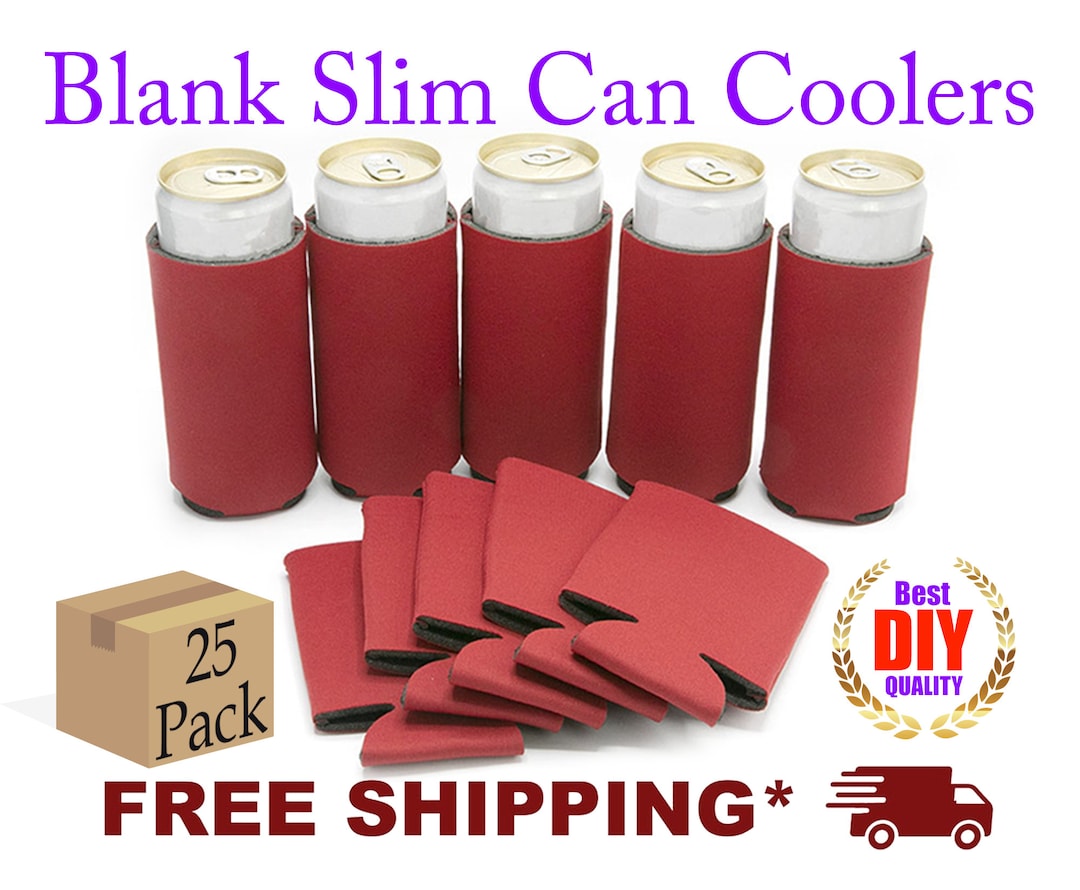 Slim Red Foam 25 Pack Can Cooler, Blank Can Cooler for Screen Printing ...