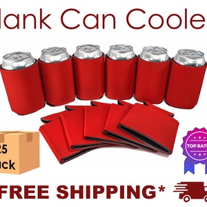 Red Foam 25 Pack Can Cooler, Blank Can Cooler for Screen Printing, DTF ...