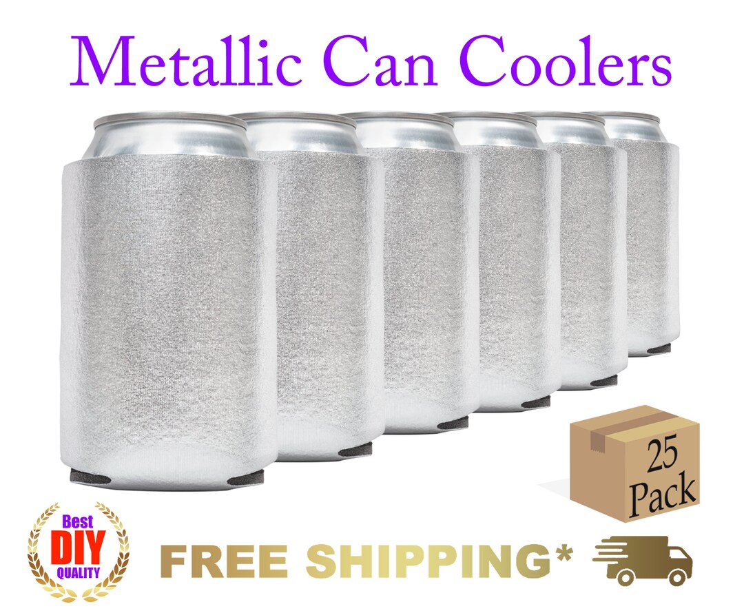 Metallic Silver Foam 25pack Can Cooler, Blank Can Cooler for Screen ...