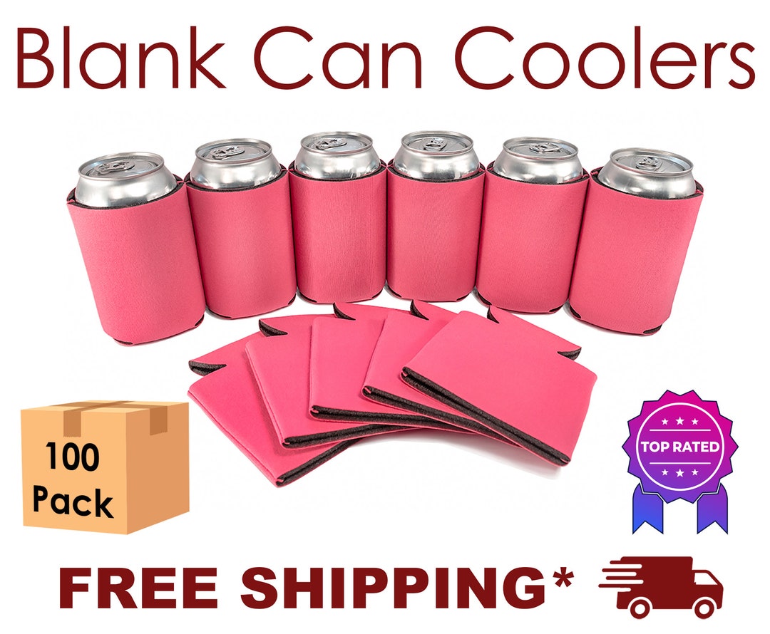 Neon Pink Foam 100 Pack Can Cooler, Blank Can Cooler for Screen ...