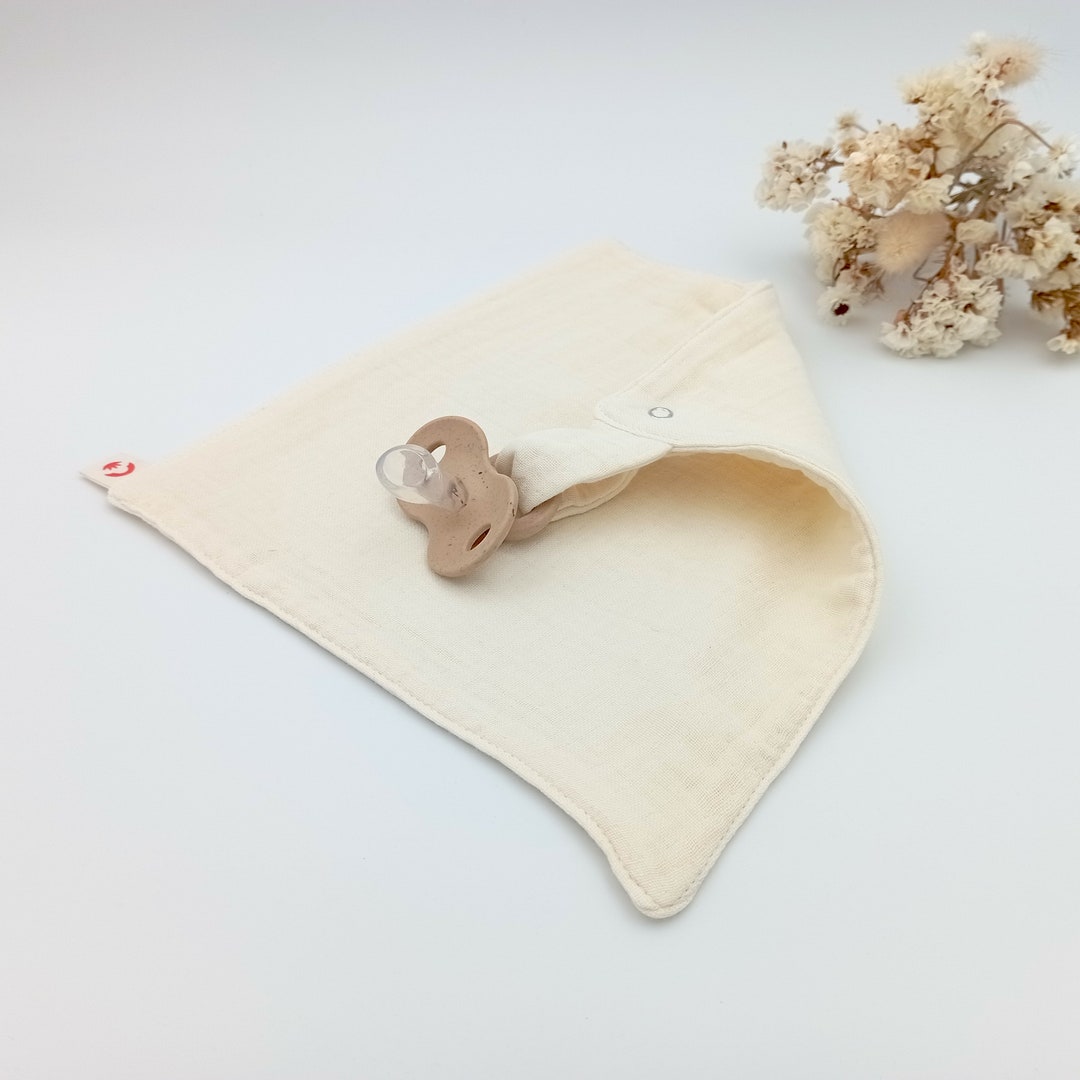 Beige Organic Pacifier Keeper Security Blanket, Gender Neutral Pacifier ...