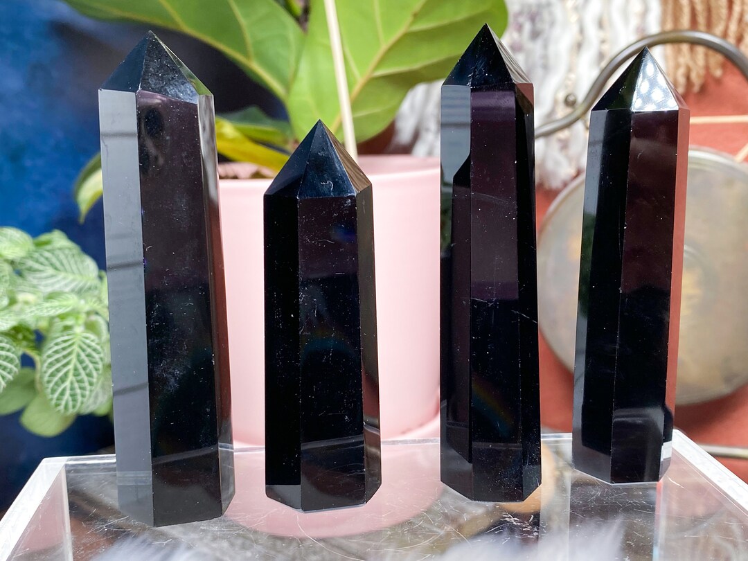 Obsidian Crystal Point- Healing Obsidian Crystal Tower, Obsidian ...