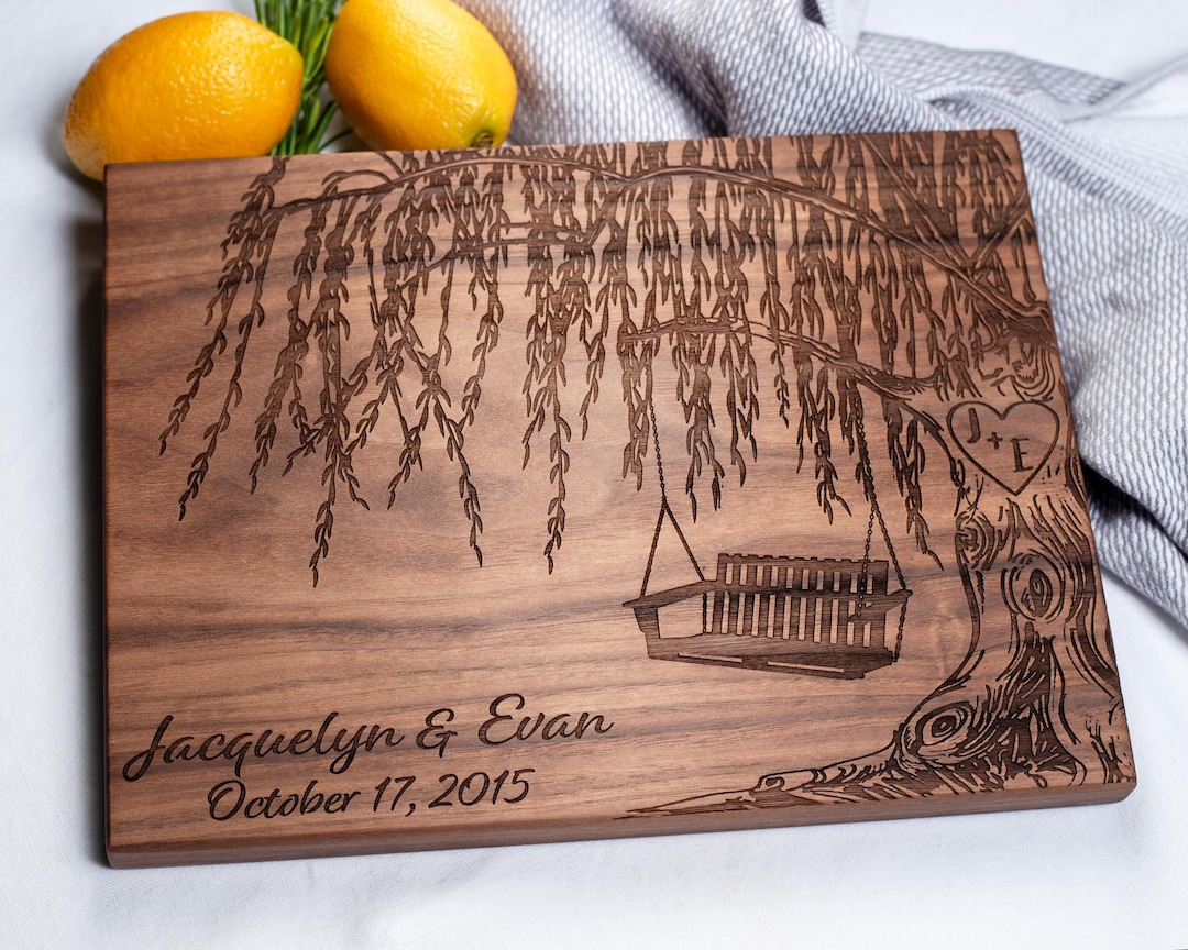 Personalized Willow Tree Bench Swing Cutting Board, 9th Anniversary ...