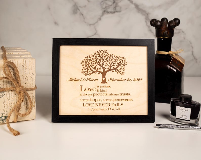 Engraved Tree of Life Picture Frame, Personalized Wedding Anniversary ...