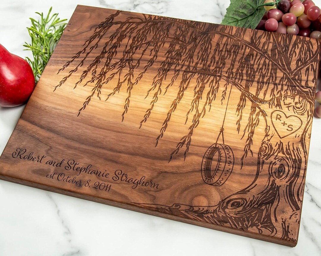 Personalized Willow Tree Cutting Board, 9th Anniversary Gift or Wedding ...