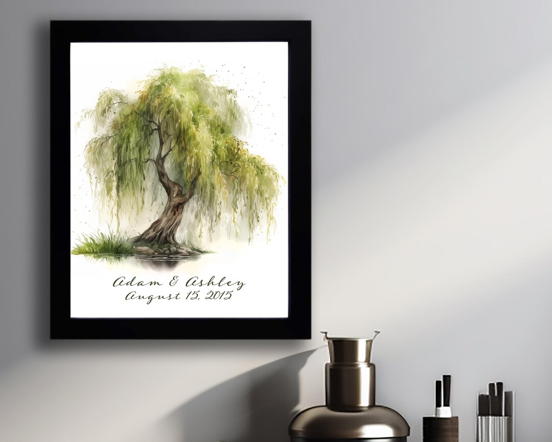 Personalized Willow Tree Watercolor 9th Anniversary Print, Framed - Etsy