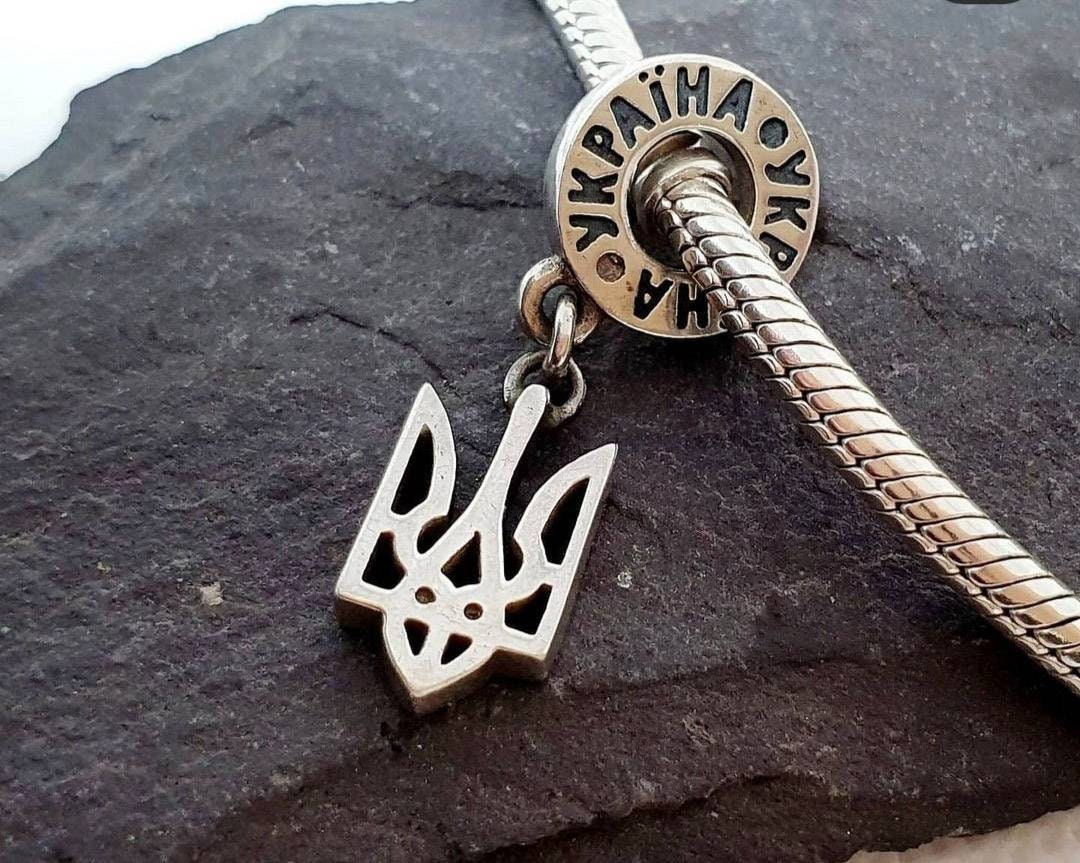 Ukrainian Pandora Charm Trident Tryzub for Pandora Style Bracelet Charm Sterling Silver Handmade ...