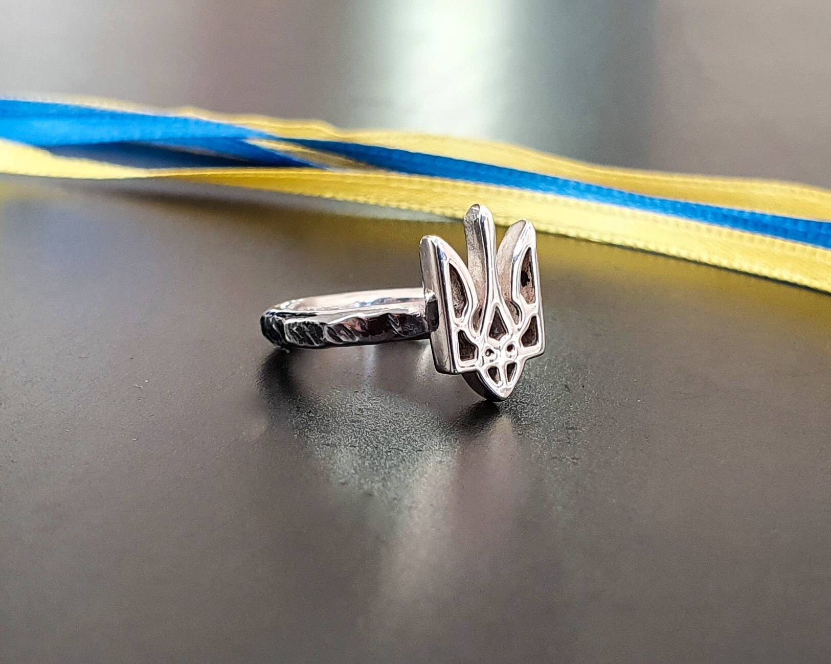 Ukrainian Trident Ring in Sterling Silver 925 Rustic Ring Band - Etsy