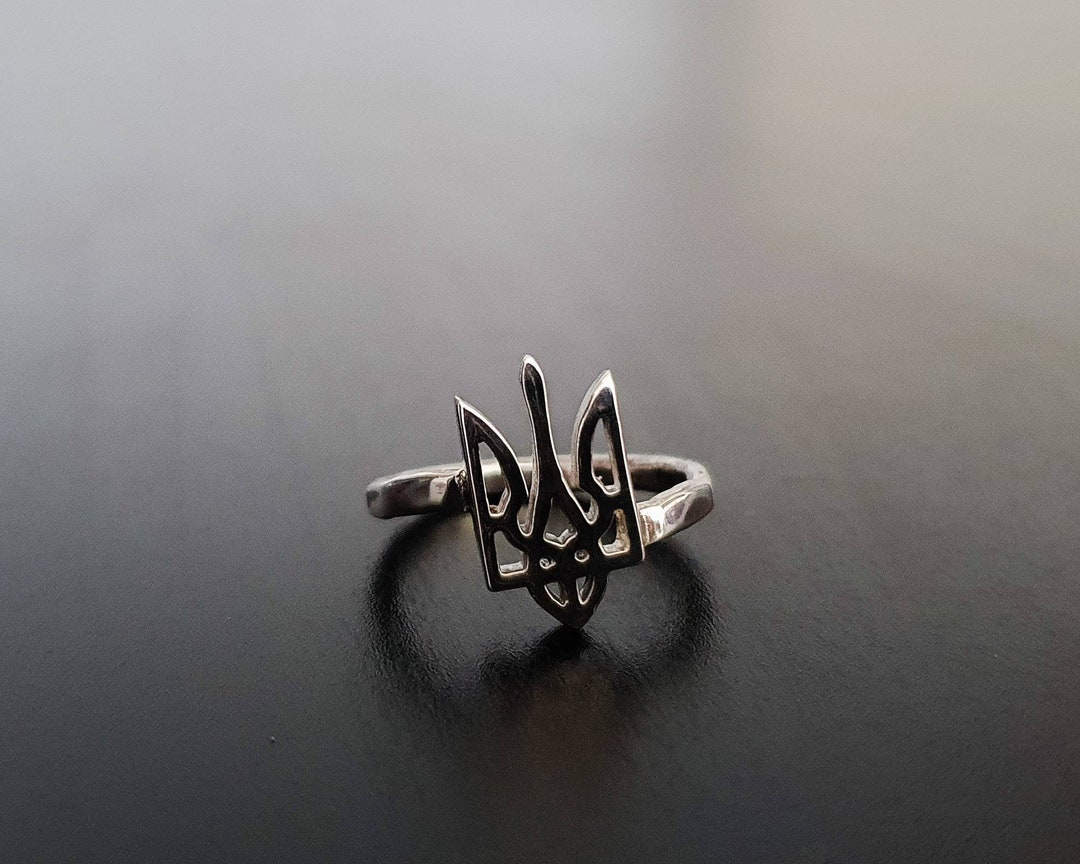 Ukrainian Ring Trident Tryzub Sterling Silver 925 Slightly Hammered ...