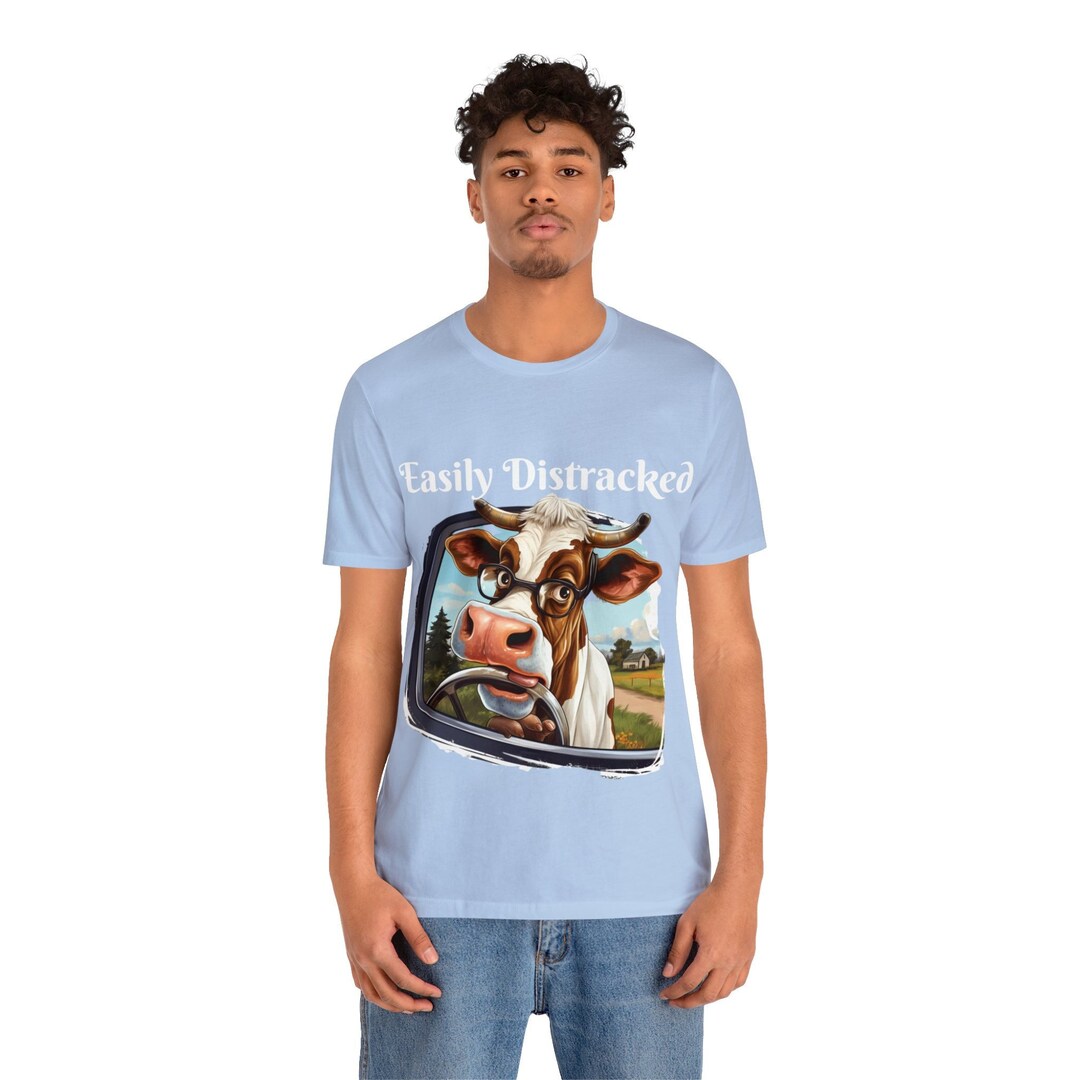 Funny Cow T Shirt/ Distracted Cow Shirt/ Funny Shirt for A Teacher ...