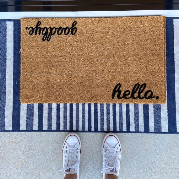 Hello Goodbye Front Door Mat Welcome Mat Custom Door Mat | Etsy