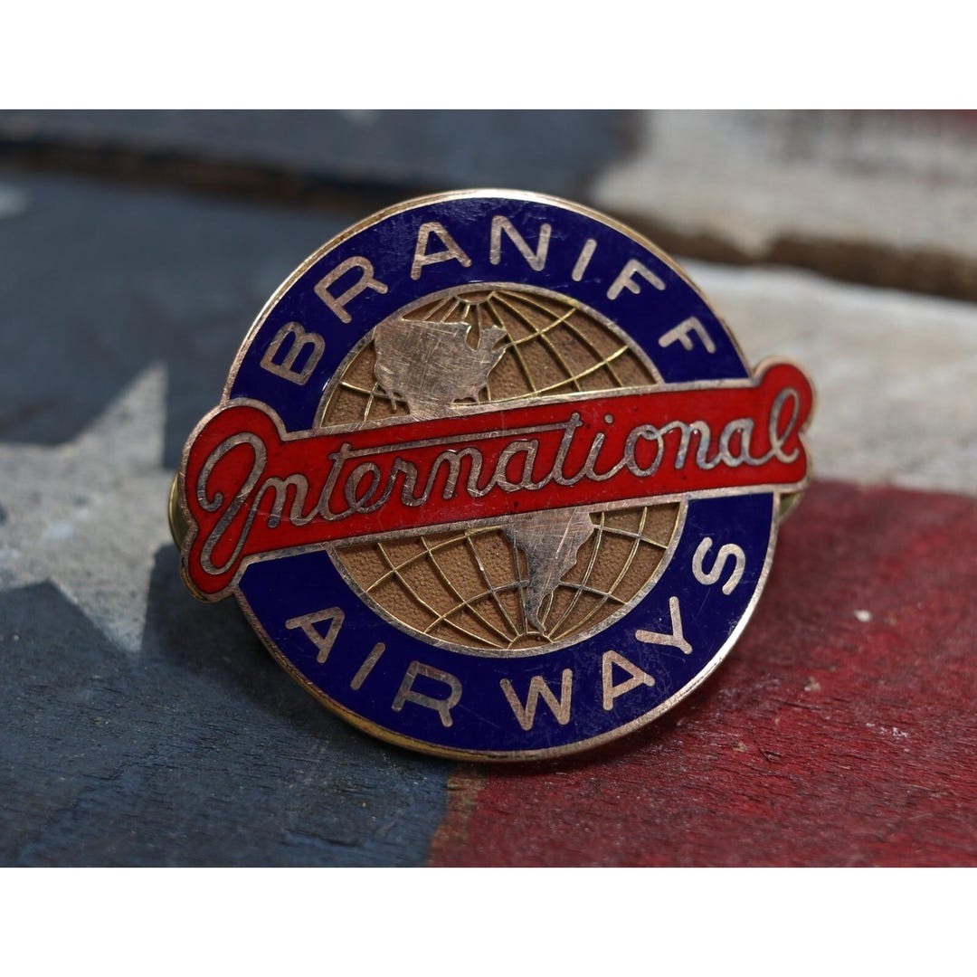 Vintage 1950's Braniff International Airways Enamel Hat Cap Badge ...