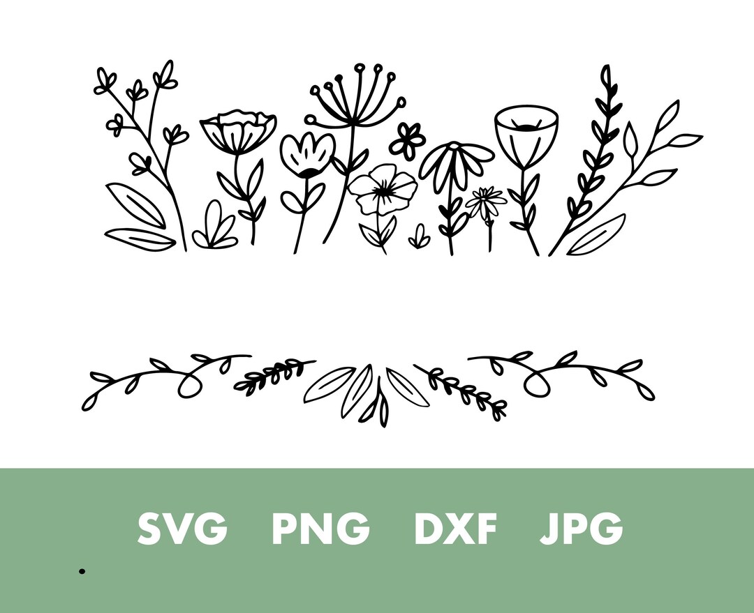Wildflower Border SVG Cut File Silhouette Cameo and Cricut File Hand ...