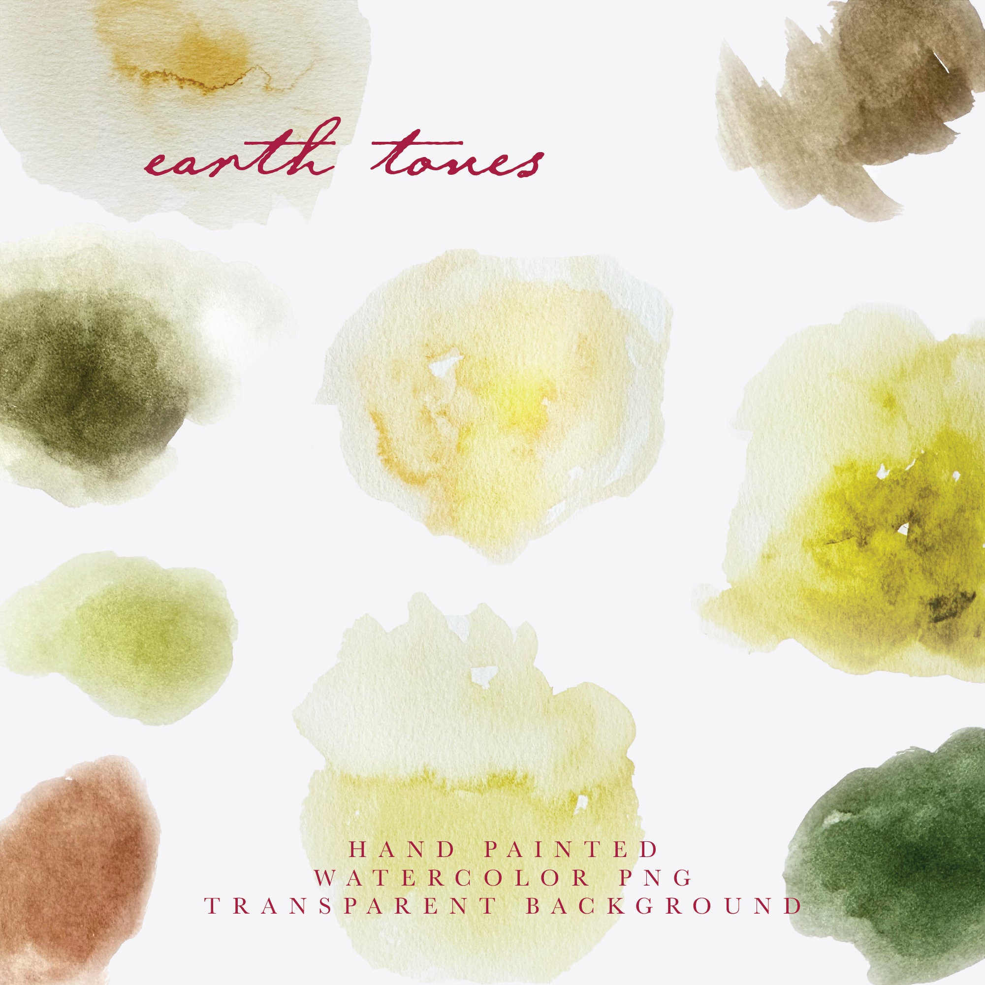 Watercolor Shapes Illustrations, Hand-painted Clipart, Bright Earthly ...