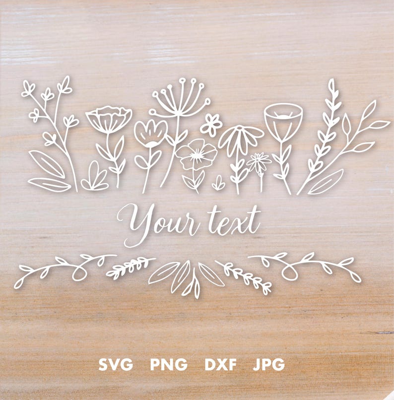 Wildflower Border SVG Cut File Silhouette Cameo and Cricut File Hand ...