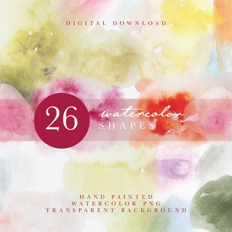 Watercolor Shapes Illustrations, Hand-painted Clipart, Bright Earthly ...