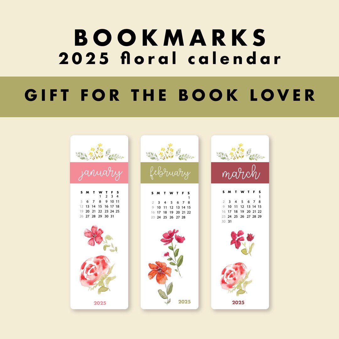 Botanical Watercolor Bookmarks With 2025 Calendar , Cute Bookstagram ...