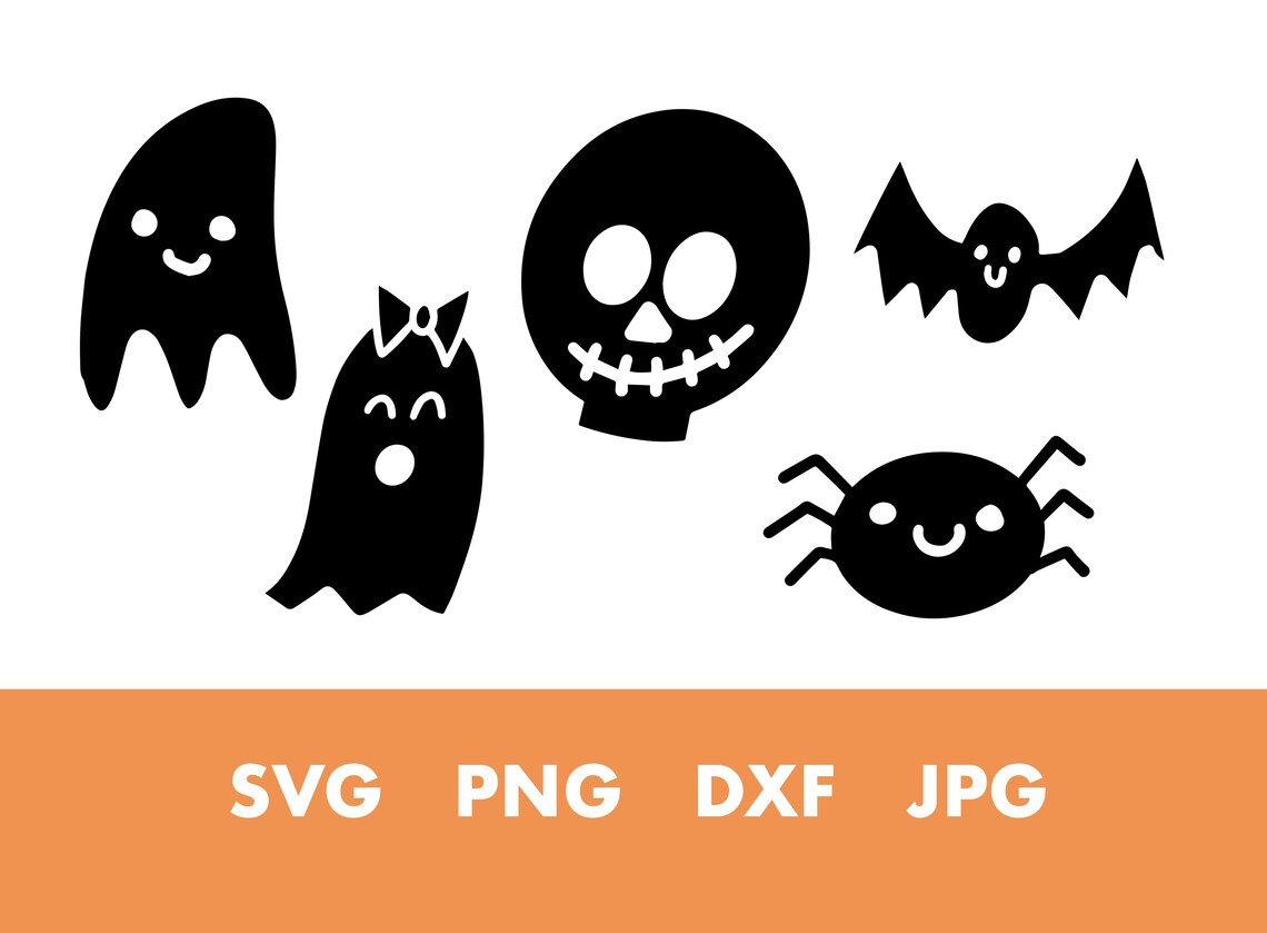 Halloween Characters SVG Collection, Cute Ghost Vampire Skull Spider ...