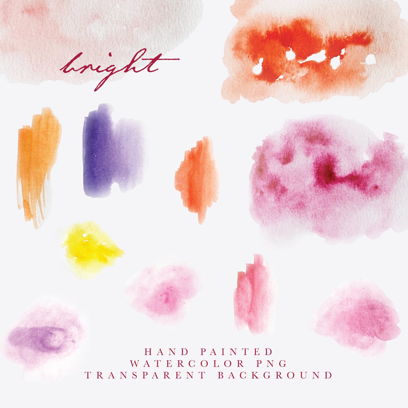 Watercolor Shapes Illustrations, Hand-painted Clipart, Bright Earthly ...