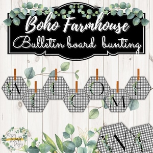 Farmhouse Classroom Welcome Sign Bunting | Farmhouse Welcome Banner ...