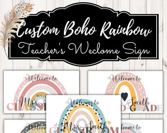 Boho Rainbow Teacher Name Sign - Etsy