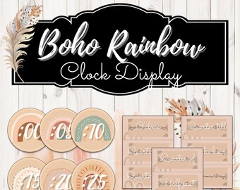 BOHO RAINBOW Clock Numbers | Neutral Rainbow Classroom Decor - Etsy Canada