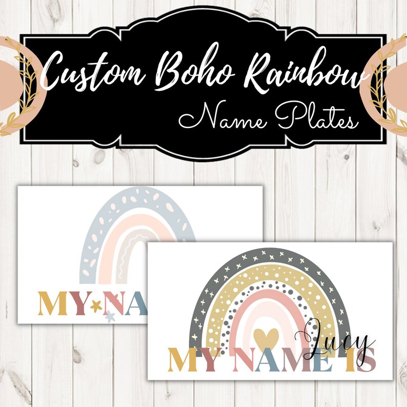 Boho Rainbow Custom Name Plates Personalized Students' Name Tags ...