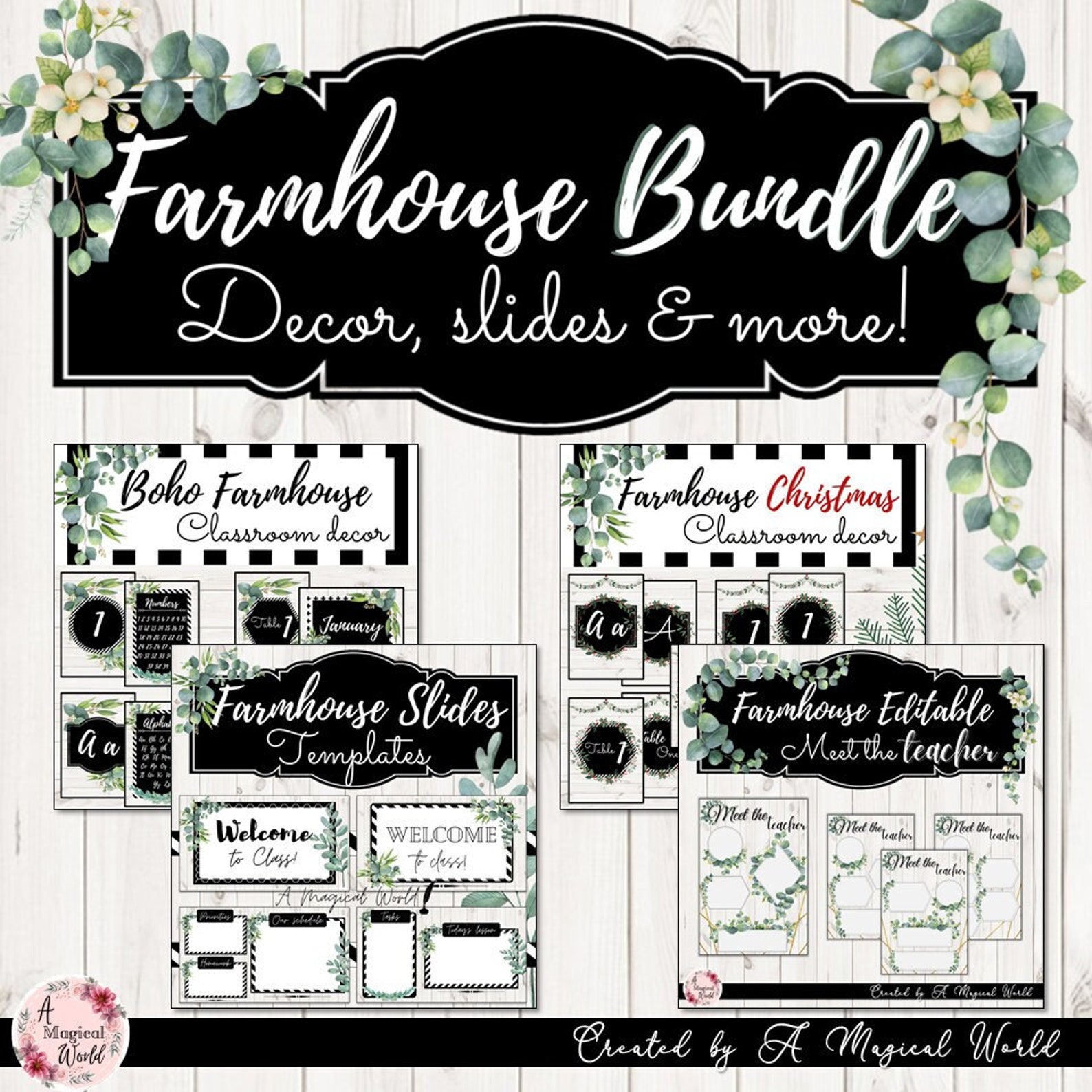 Farmhouse Classroom Bundle Decor Set Meet the Teacher - Etsy