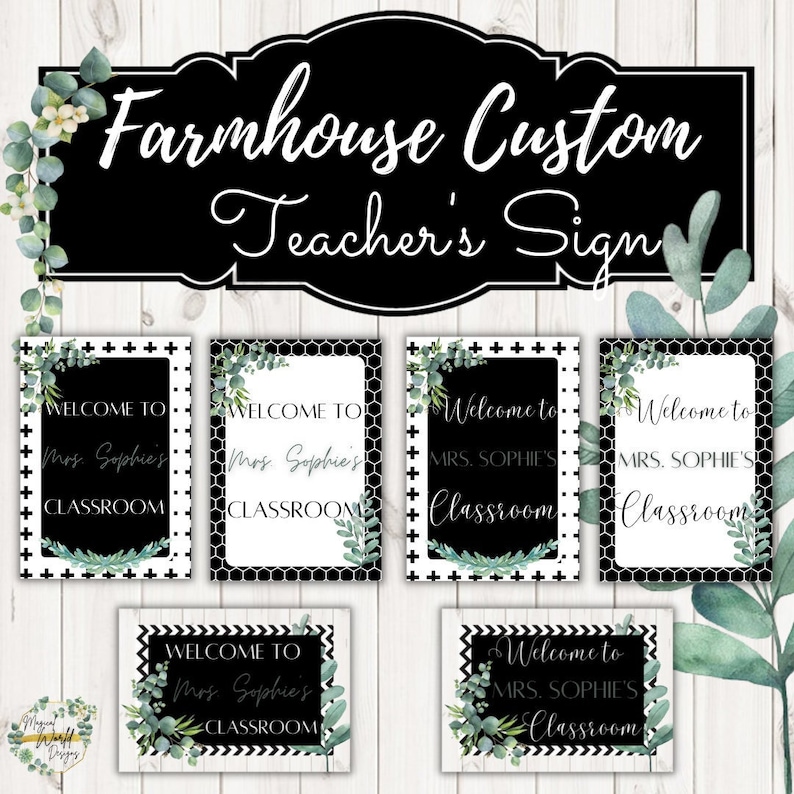 Farmhouse Custom Teacher Sign | Personalized Farmhouse Teacher's Desk ...