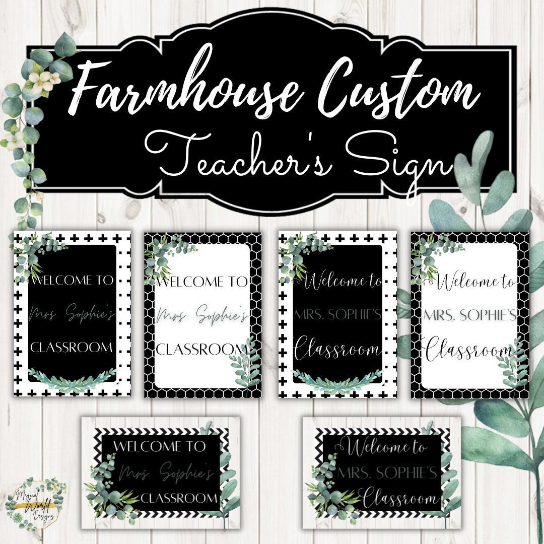 Farmhouse Custom Teacher Sign | Personalized Farmhouse Teacher's Desk ...