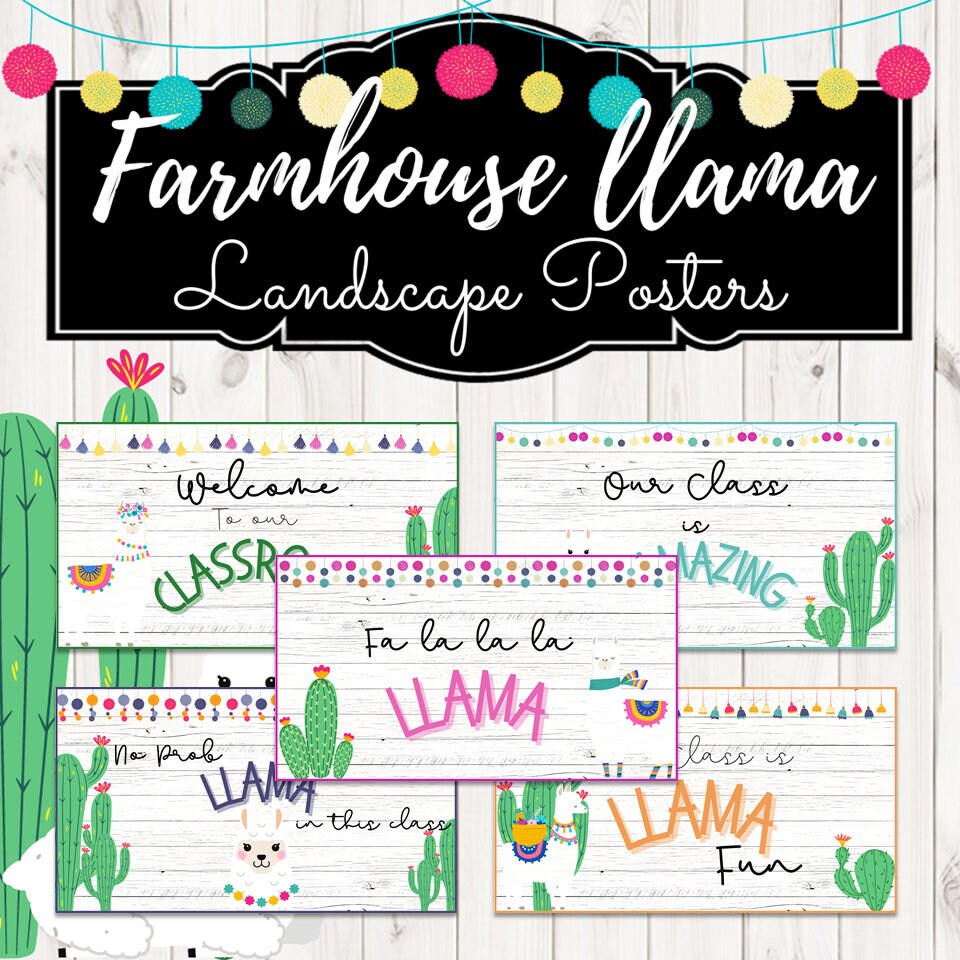 Farmhouse Llama & Cactus Wall Decor Llama and Cactus Posters Farmhouse ...