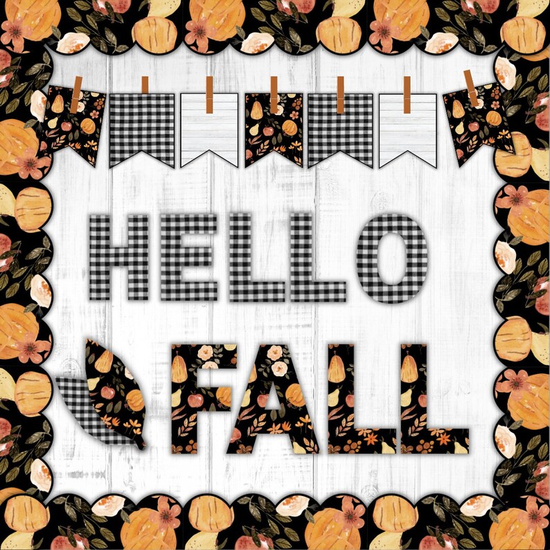 Fall Farmhouse Bulletin Board Kit | Fall Bulletin Board Borders ...