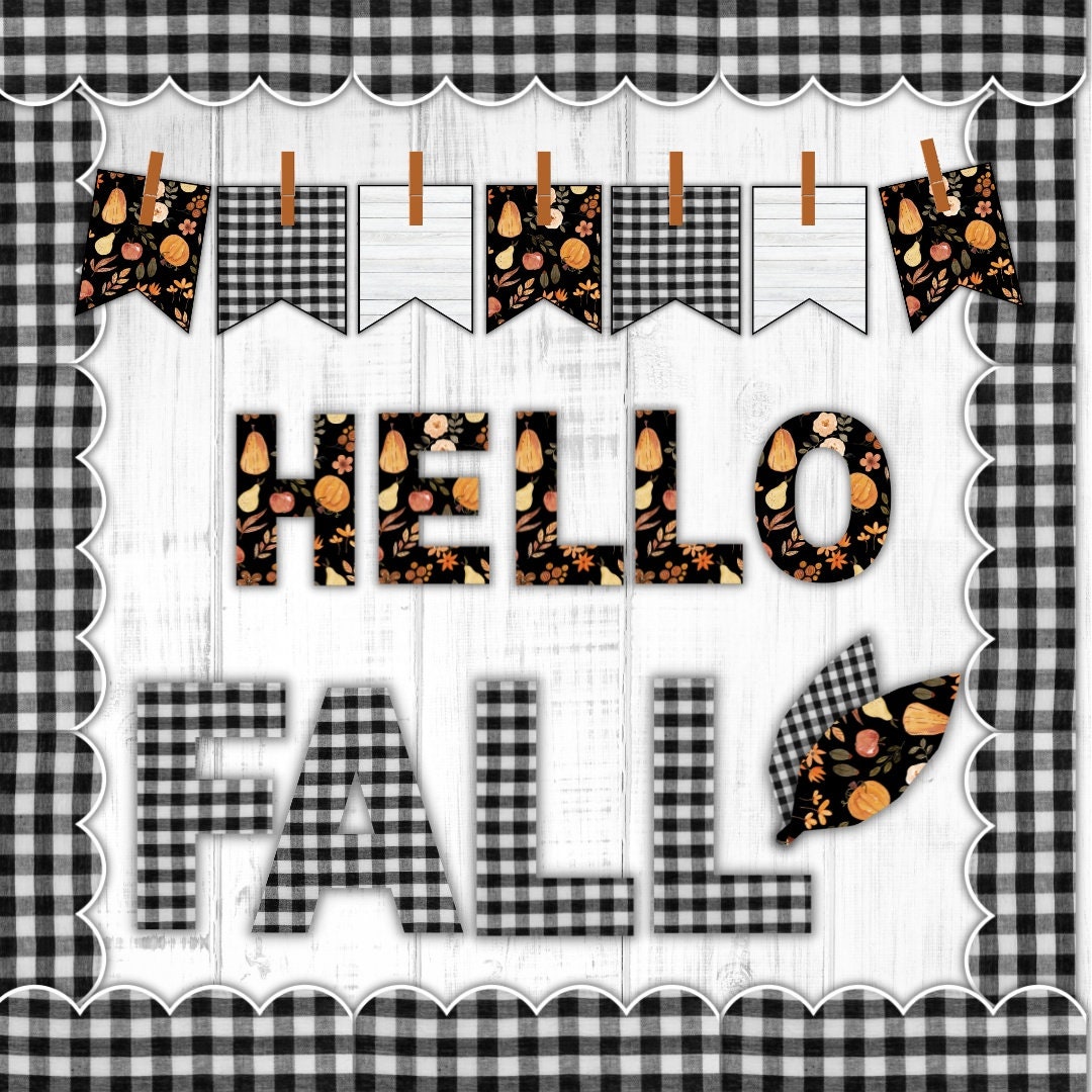 Fall Farmhouse Bulletin Board Kit | Fall Bulletin Board Borders ...