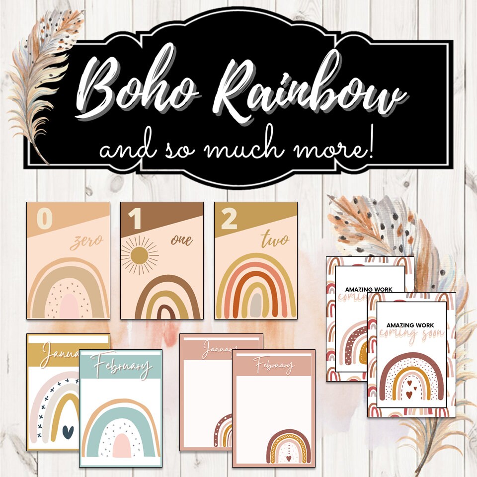Boho Rainbow Classroom Decor Bundle | Calm Boho Classroom Decor ...