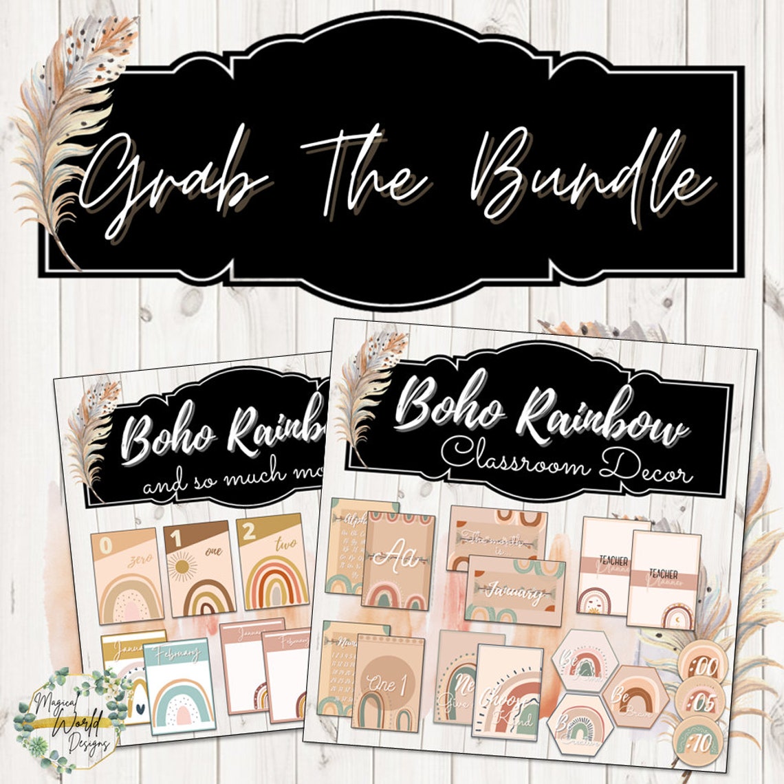 Boho Rainbow Drawer Labels and Schedule Cards | Boho Rainbow Classroom ...