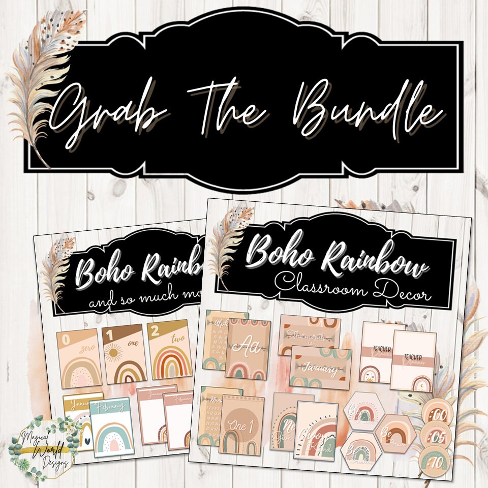 Boho Rainbow Drawer Labels and Schedule Cards | Boho Rainbow Classroom ...