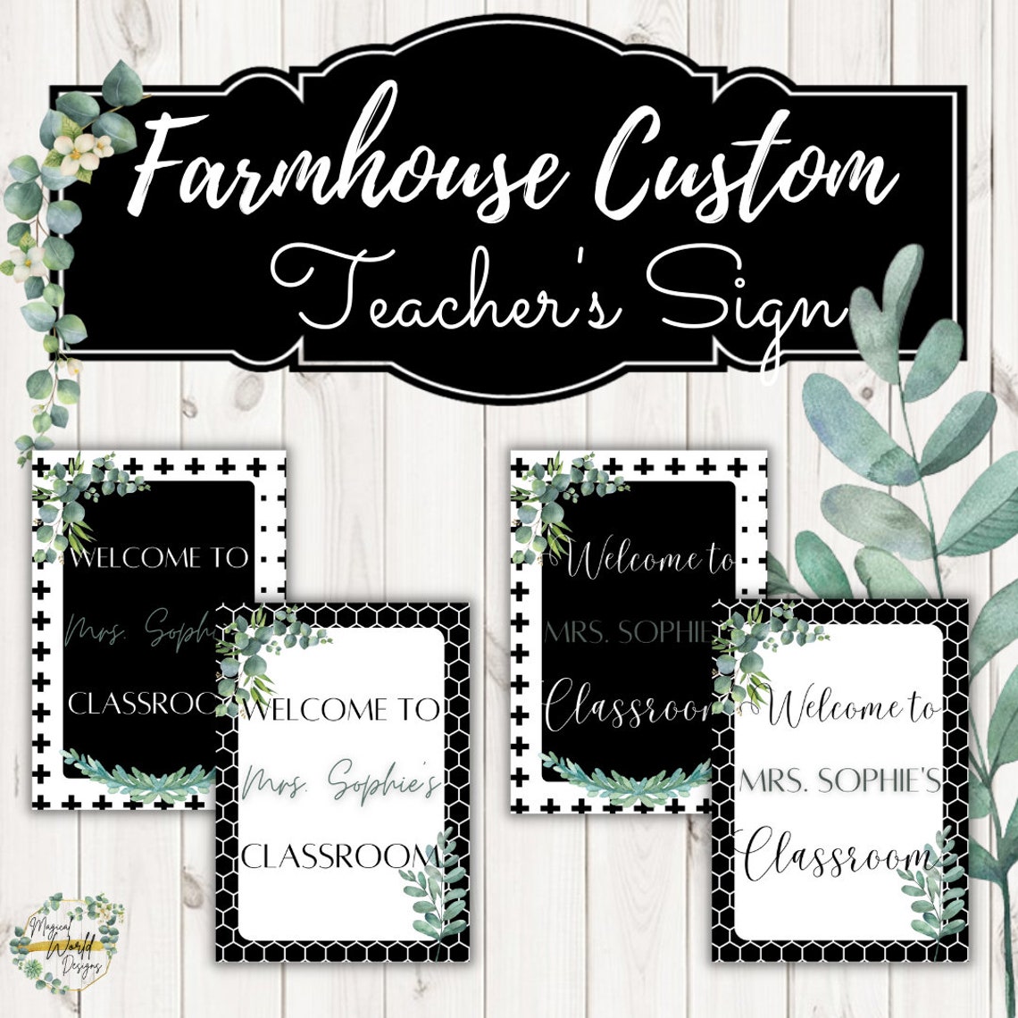 Farmhouse Custom Teacher Sign | Personalized Farmhouse Teacher's Desk ...