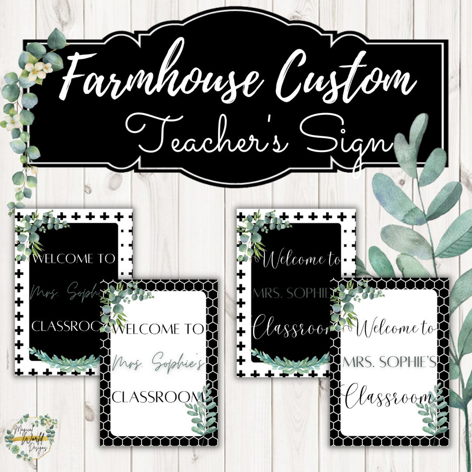 Farmhouse Custom Teacher Sign | Personalized Farmhouse Teacher's Desk ...