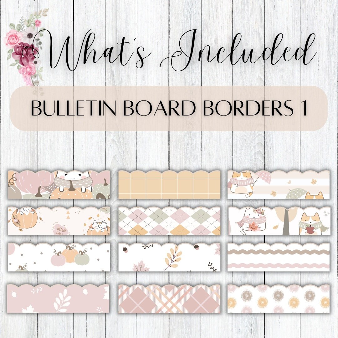 Pastel Fall Patterns Bulletin Board Borders - Pastel Fall Classroom ...