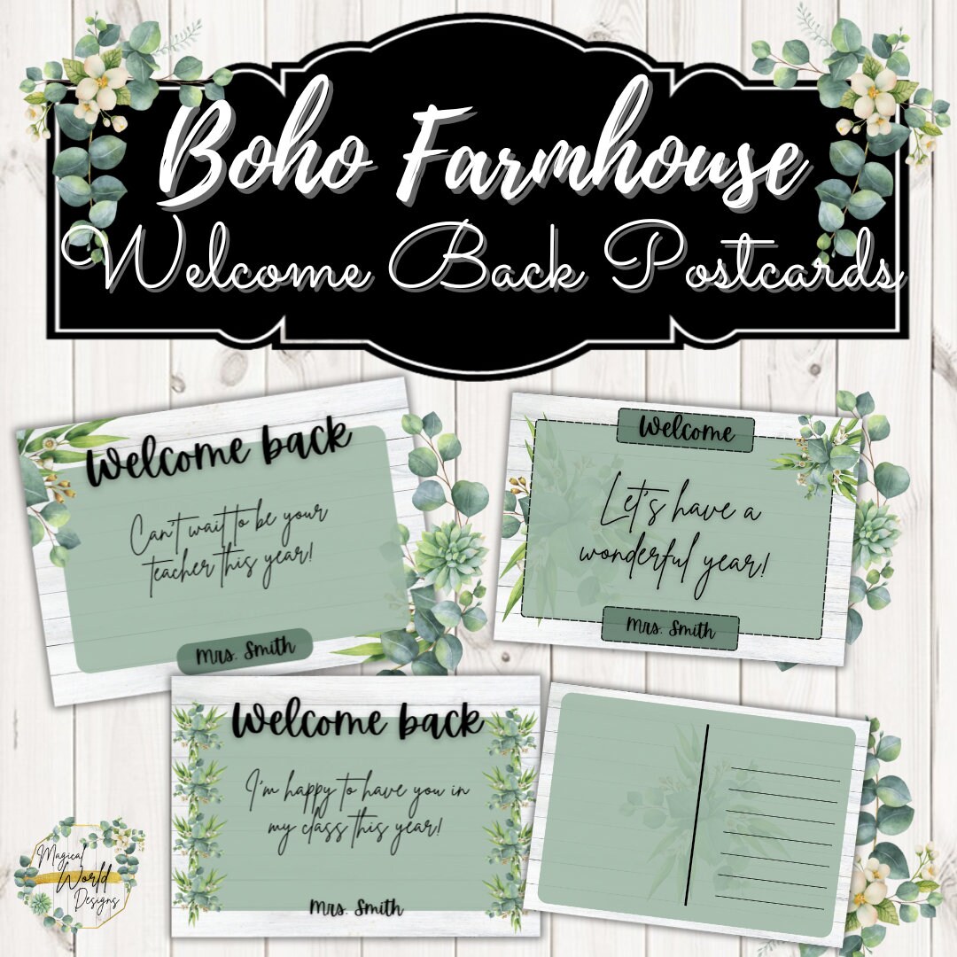 Farmhouse Welcome Back Postcards | Back to School Students Welcome ...