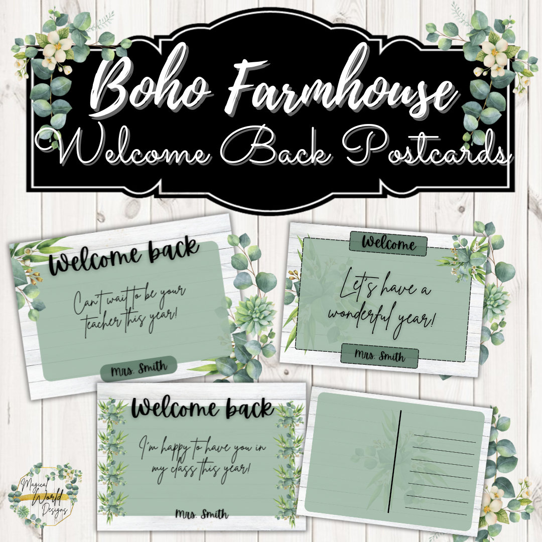 Farmhouse Welcome Back Postcards | Back to School Students Welcome ...
