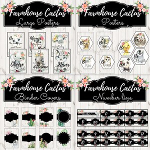 Farmhouse Watercolor Cactus & Succulent Classroom Decor | Watercolor ...