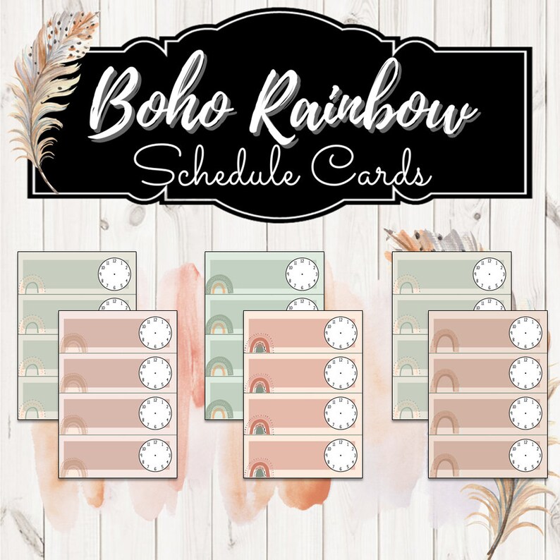 Boho Rainbow Drawer Labels and Schedule Cards | Boho Rainbow Classroom ...