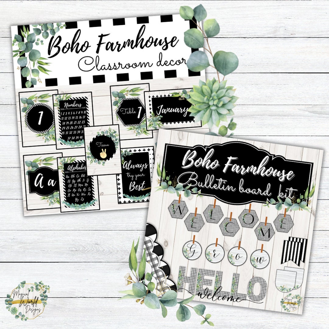 Farmhouse Classroom Bundle | Decor Set, Meet the Teacher, Google Slides ...