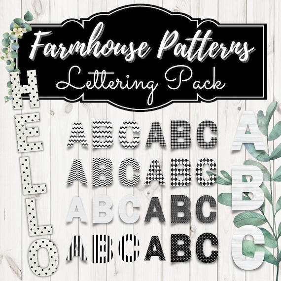 Farmhouse Patterns Lettering Pack Farmhouse Bulletin Board - Etsy