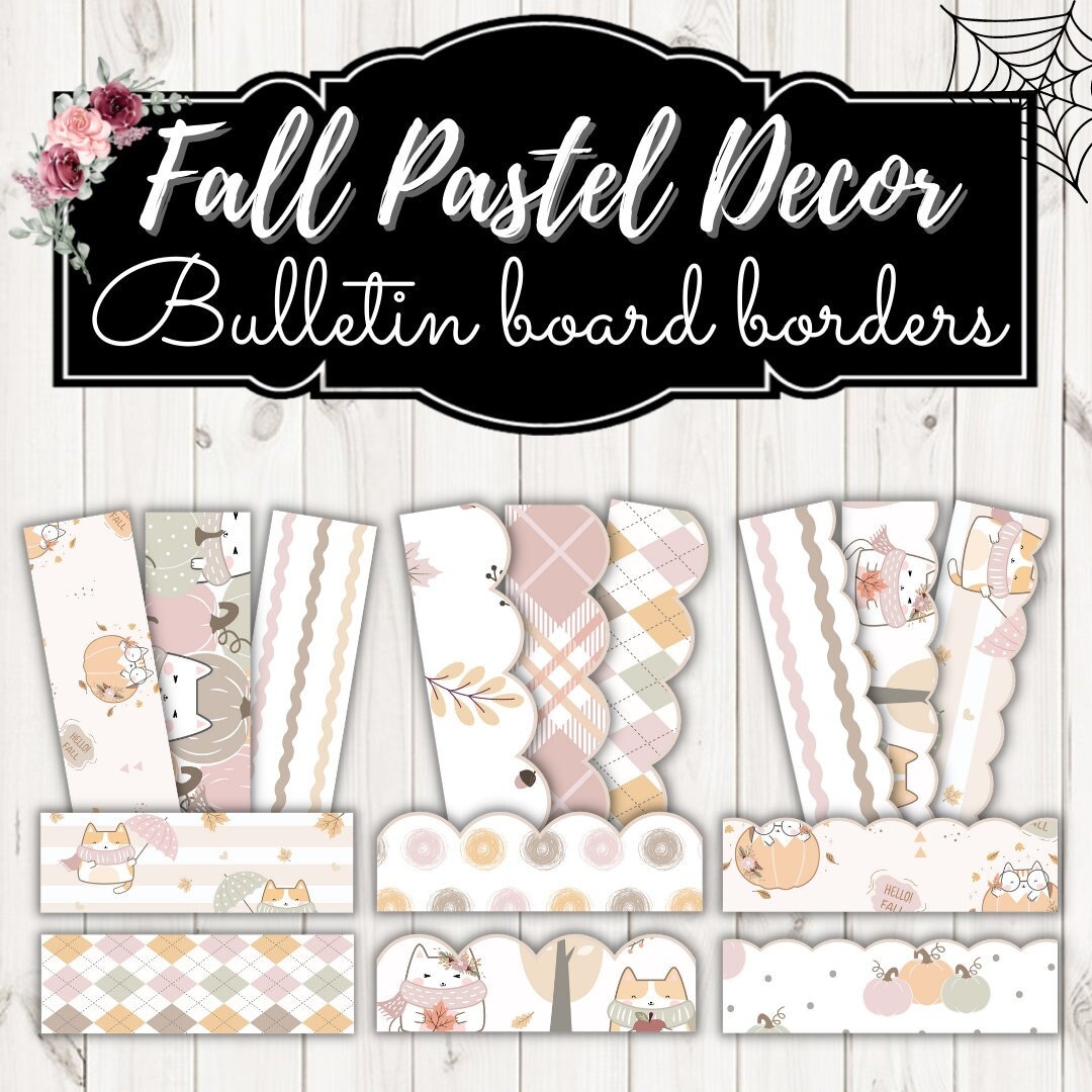 Pastel Fall Patterns Bulletin Board Borders - Pastel Fall Classroom ...