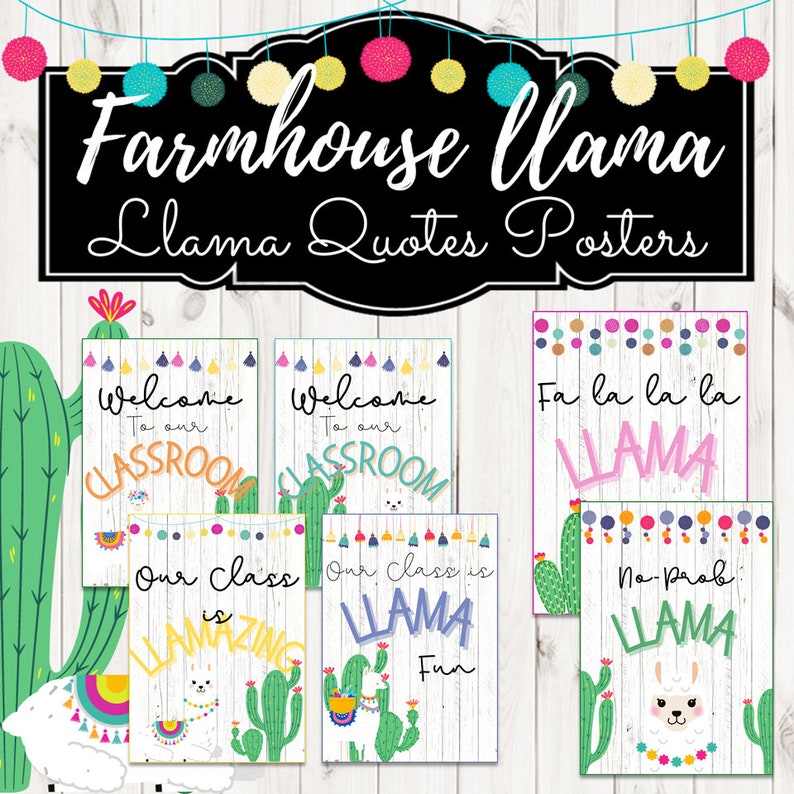 Farmhouse Llama & Cactus Wall Decor Llama and Cactus Posters Farmhouse ...