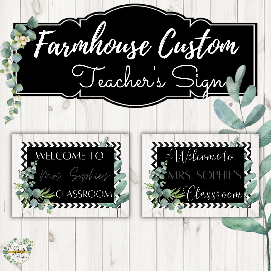 Farmhouse Custom Teacher Sign | Personalized Farmhouse Teacher's Desk ...