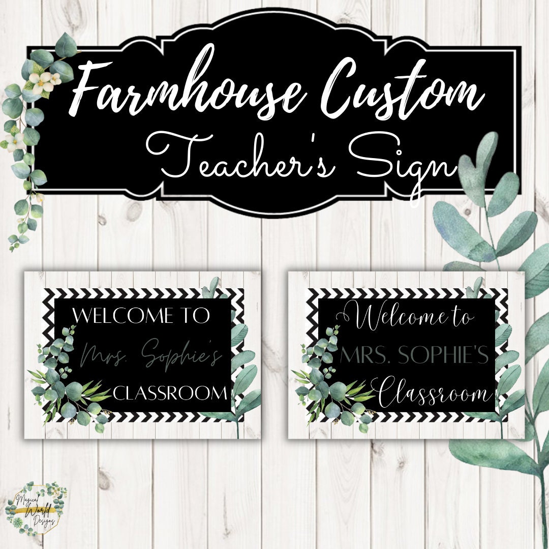 Farmhouse Custom Teacher Sign | Personalized Farmhouse Teacher's Desk ...